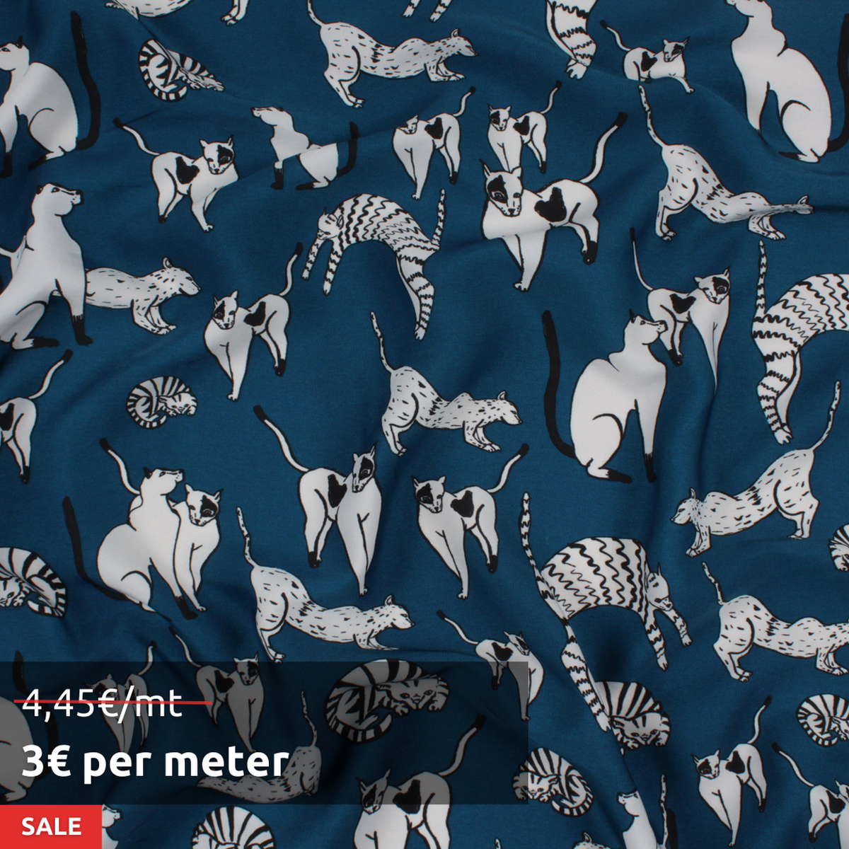 20 MTS ROLL - Soft Printed Satin - Cats - OFFER: 3€/MT — Fabric Sight