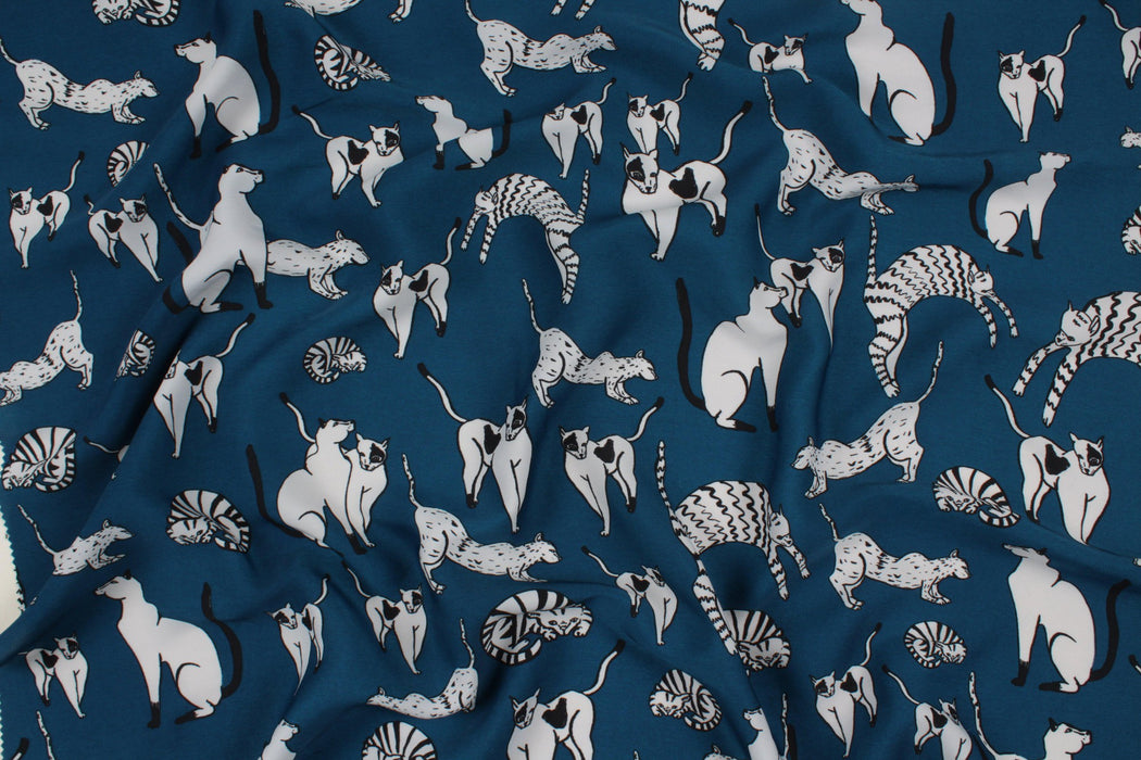 Soft Printed Satin - Cats — Fabric Sight