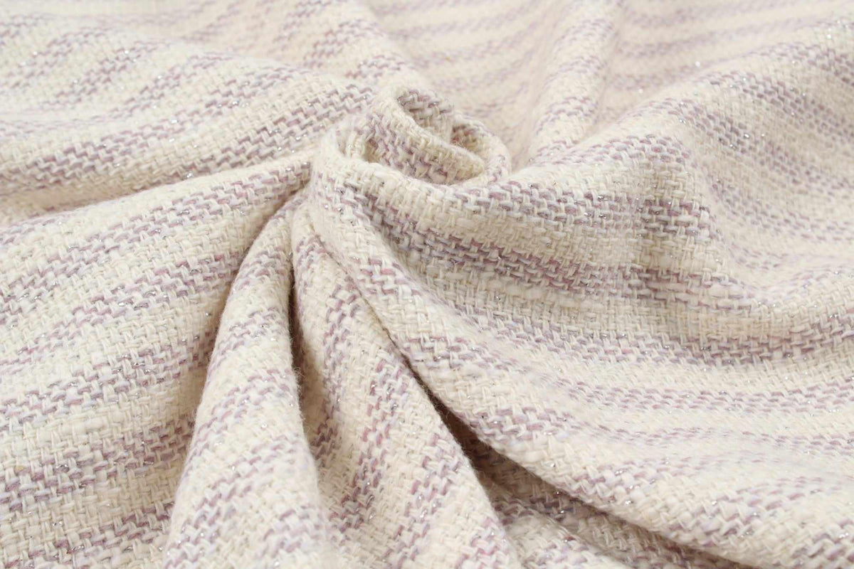 swatch-Cotton Blend Tweed - Stripes with Silver Lurex — Fabric Sight