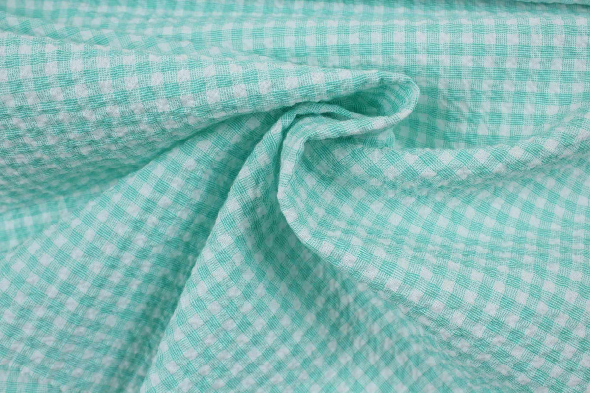 Cotton Stretch Seersucker - Checks - 6 Colors | Buy Fabrics Online ...