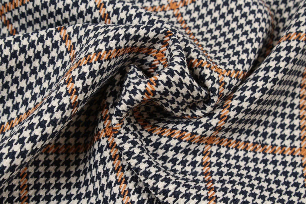 swatch-Poly Viscose Twill - Houndstooth Checks — Fabric Sight
