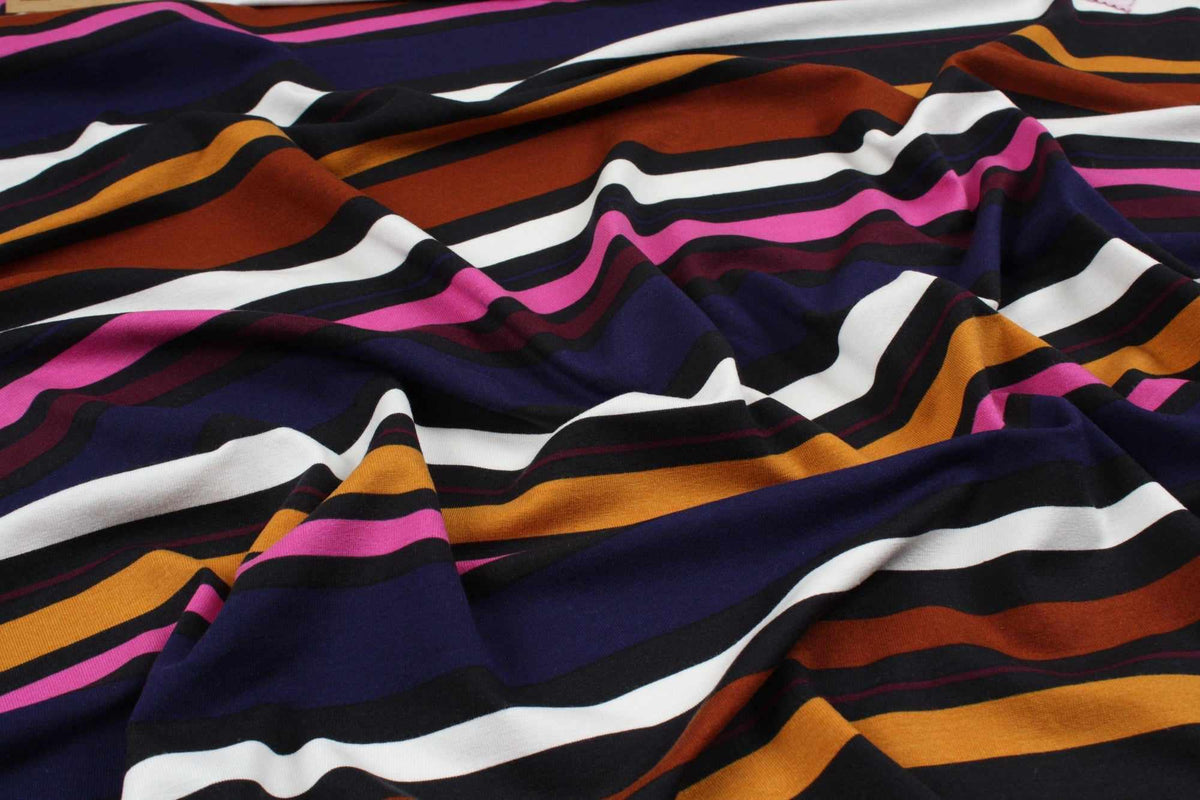 swatch-Stripes Printed Jersey - Stretch — Fabric Sight