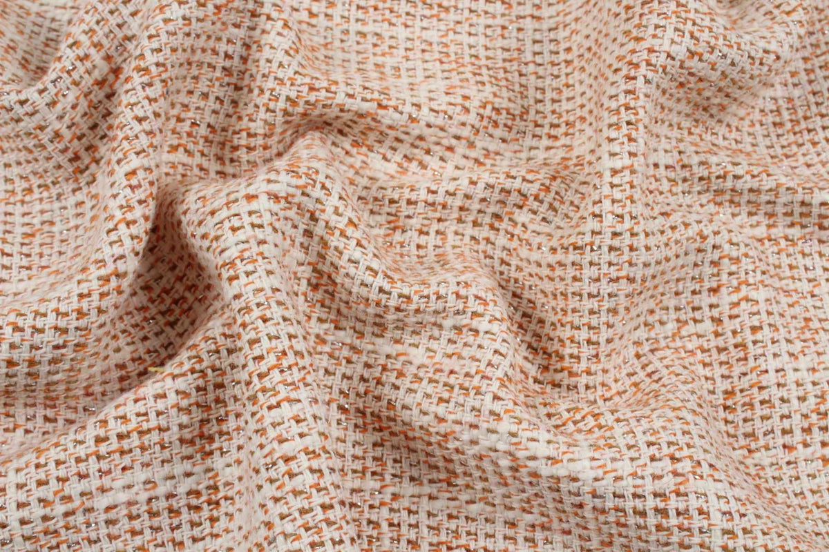swatch-Summer Tweed With Lurex - Orange — Fabric Sight