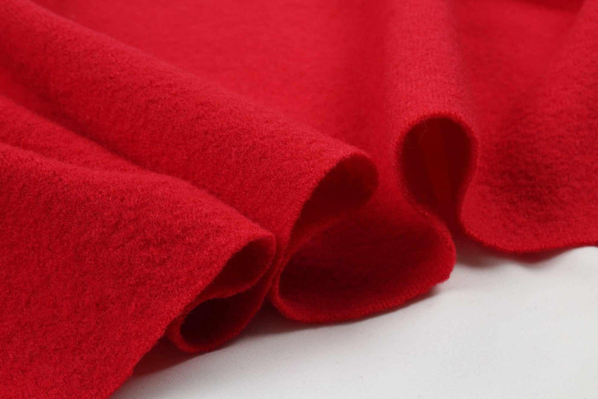 Textured Red Boiled Wool for Jackets and Coats | Buy Fabrics Online ...